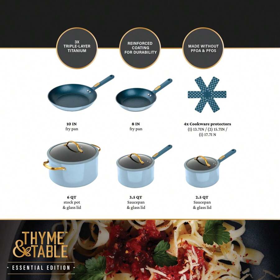 Thyme & Table Granite 12-Piece Cookware Set Non-Stick - Green | SHEIN USA