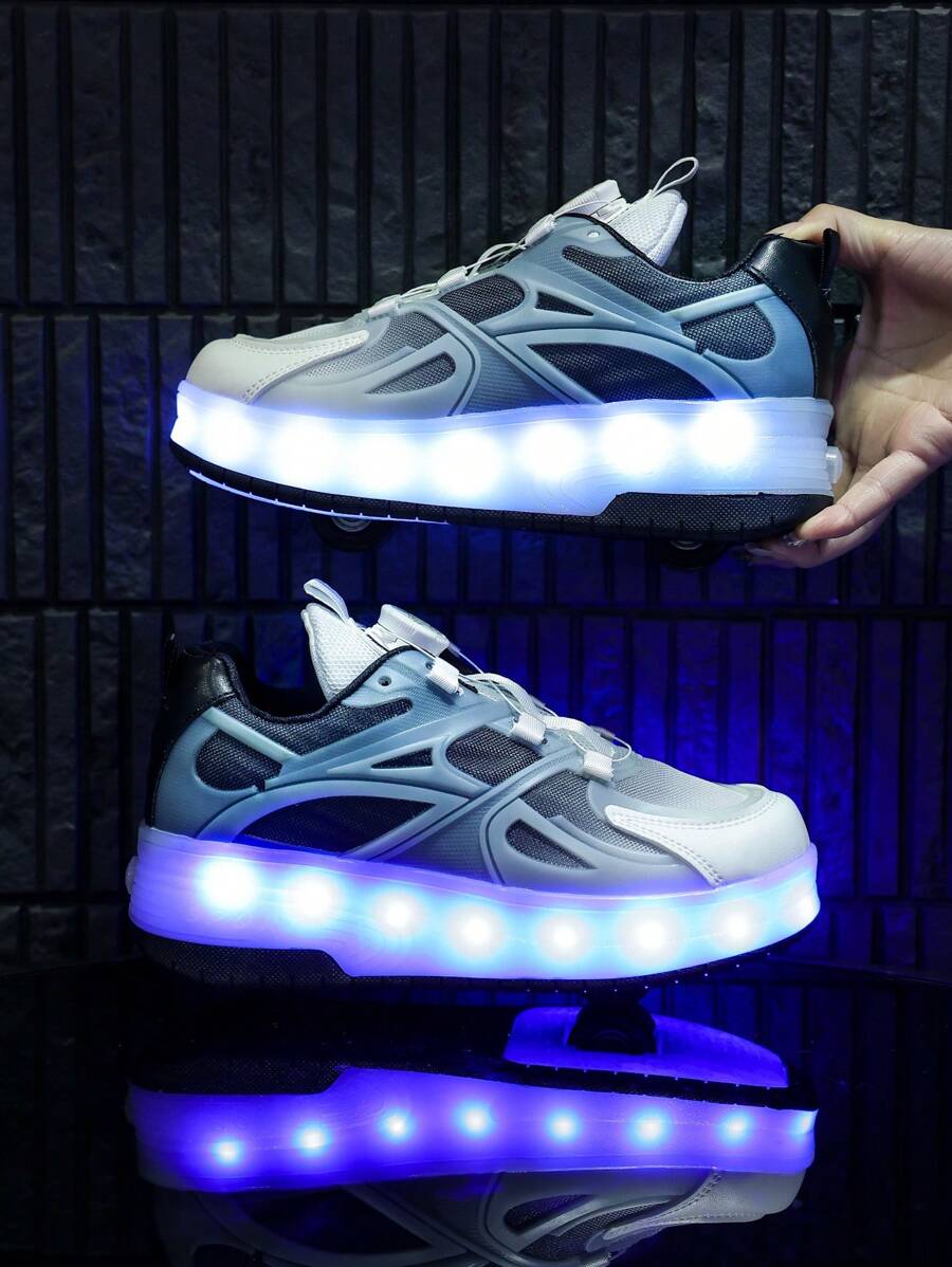 GUANGLAN Kids Flashing Roller Skate Shoes, USB Rechargeable LED Light ...