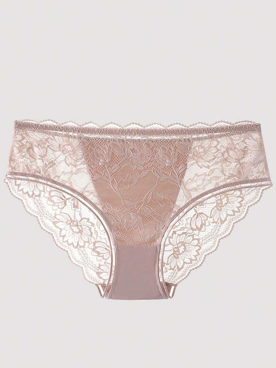 Woman Lace Briefs Low Waist Panties Microfiber Panties Bow Trim Thong ...