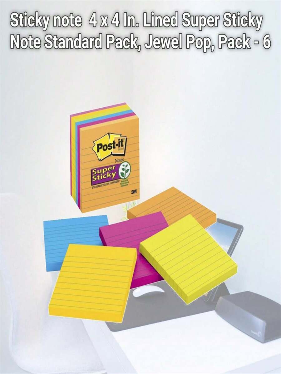 Sticky Note 086845 4 X 4 In. Lined Super Sticky Note Standard Pack ...