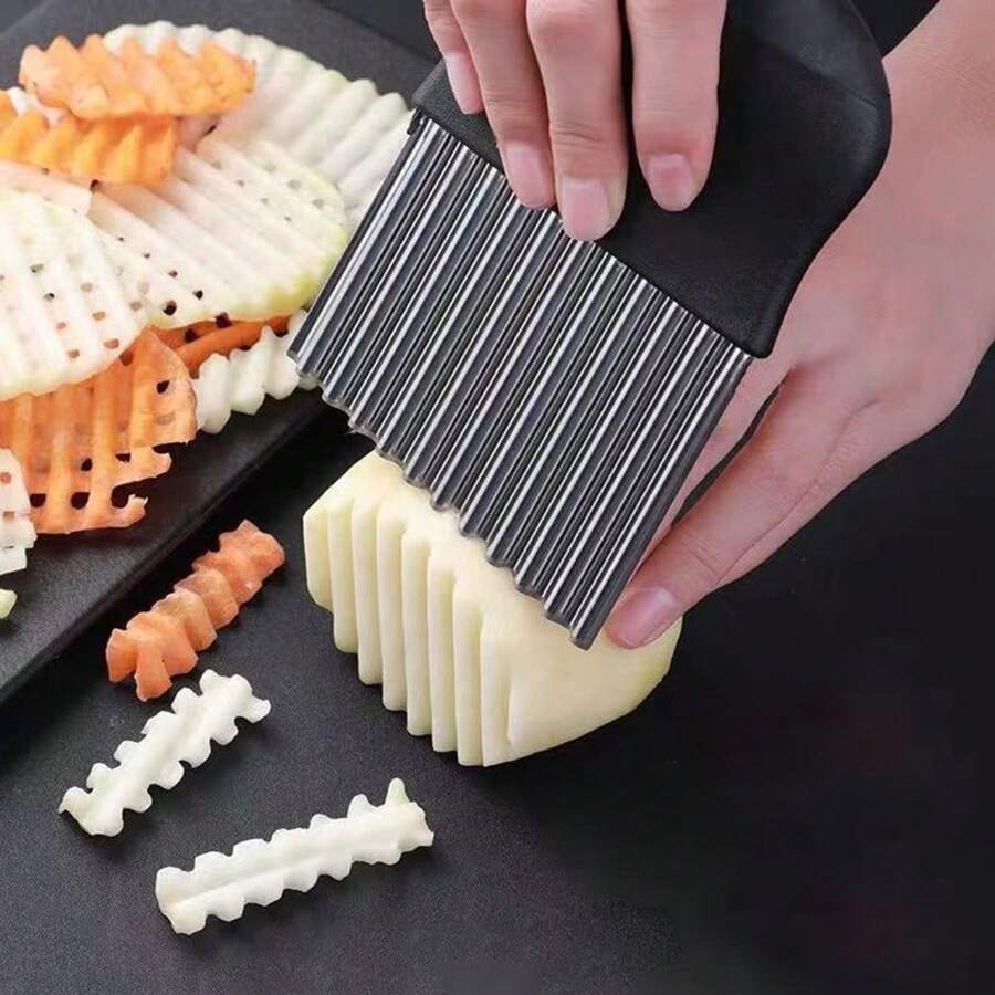 Custom Wavy Stainless Steel Wolf Tooth Potato Knife, Kitchen Wave ...