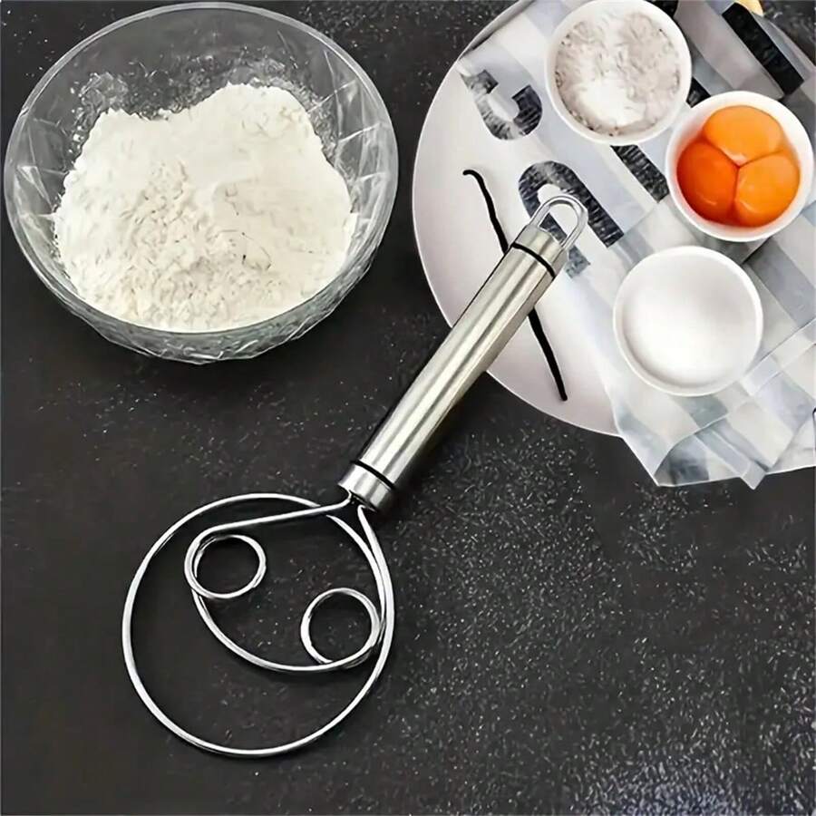 Stainless Steel Handheld Dough Mixer With Scraper - Dual-Hole Quick ...