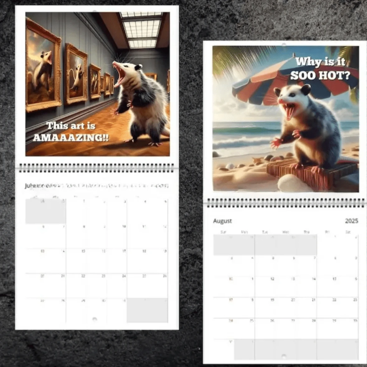 2025 Daily Screaming Possum Calendar - Durable Paper Material, Perfect ...