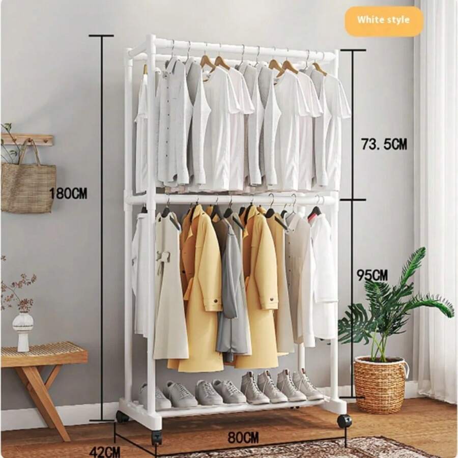 Double Pole Drying Rack, Floor Standing Clothes Drying Rack, Simple ...