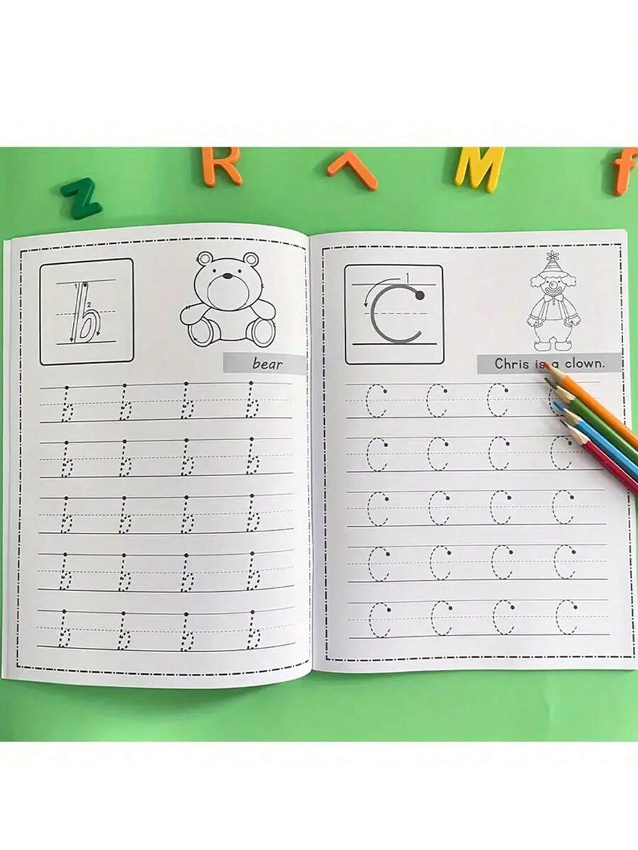Children's Alphabet Writing Practice Workbook, Handwriting Exercise ...
