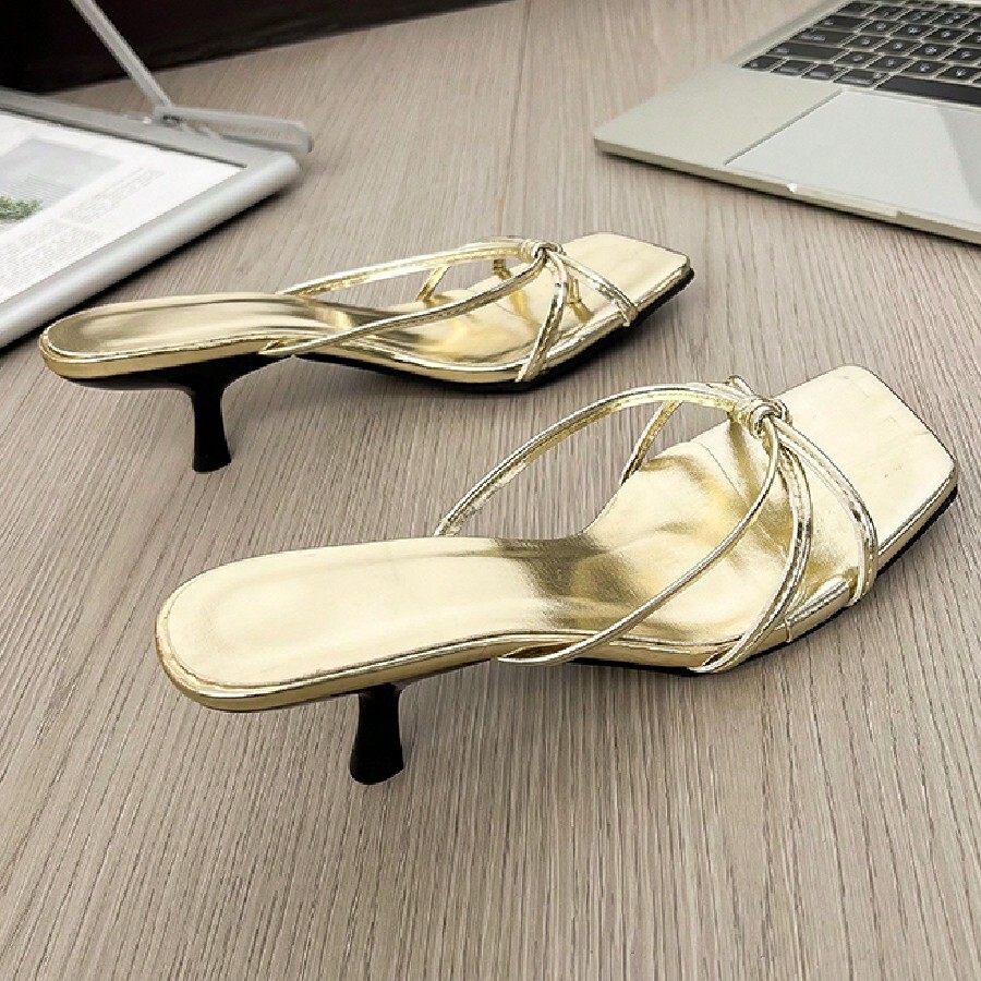 Sandalias tipo francesas de tiras para mujer, con tacón delgado, nueva ...