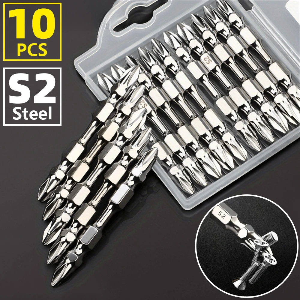 10pcs/Box Carbon Steel Double-Ended Screwdriver Bits, Magnetic Electric Drill Screwdriver Bits ...