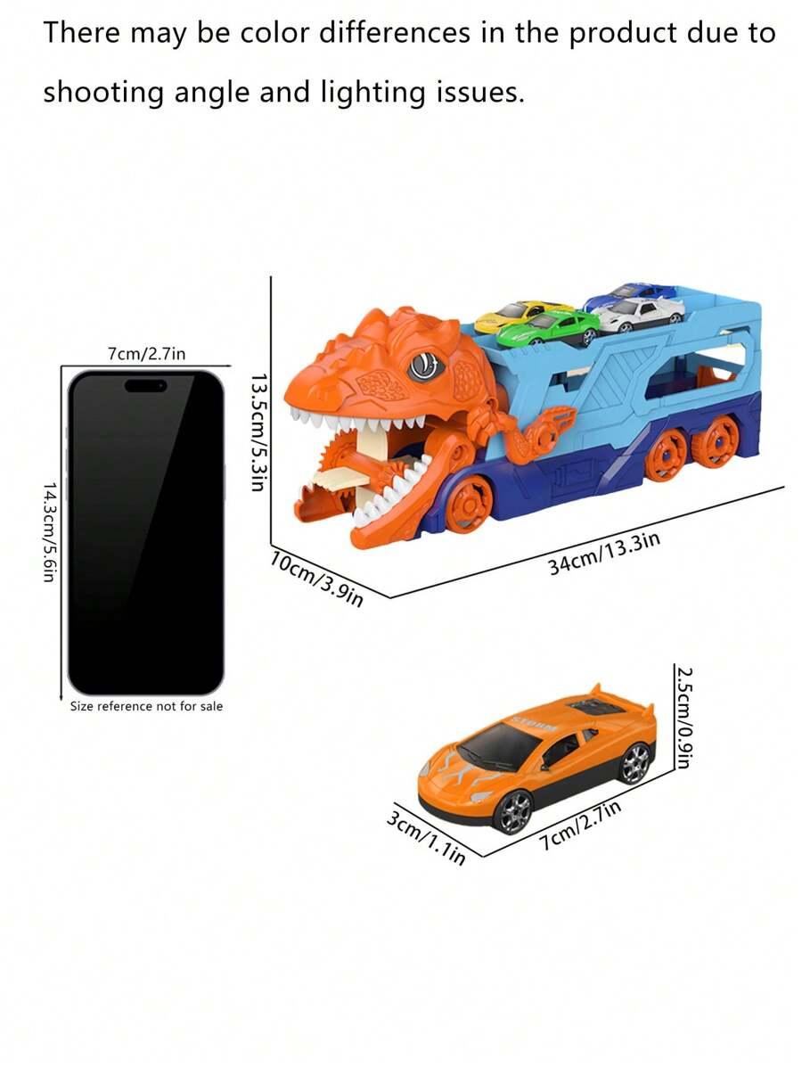 1 Box Dinosaur Swallowing Transport Truck Toy With Sound Effects, Push ...