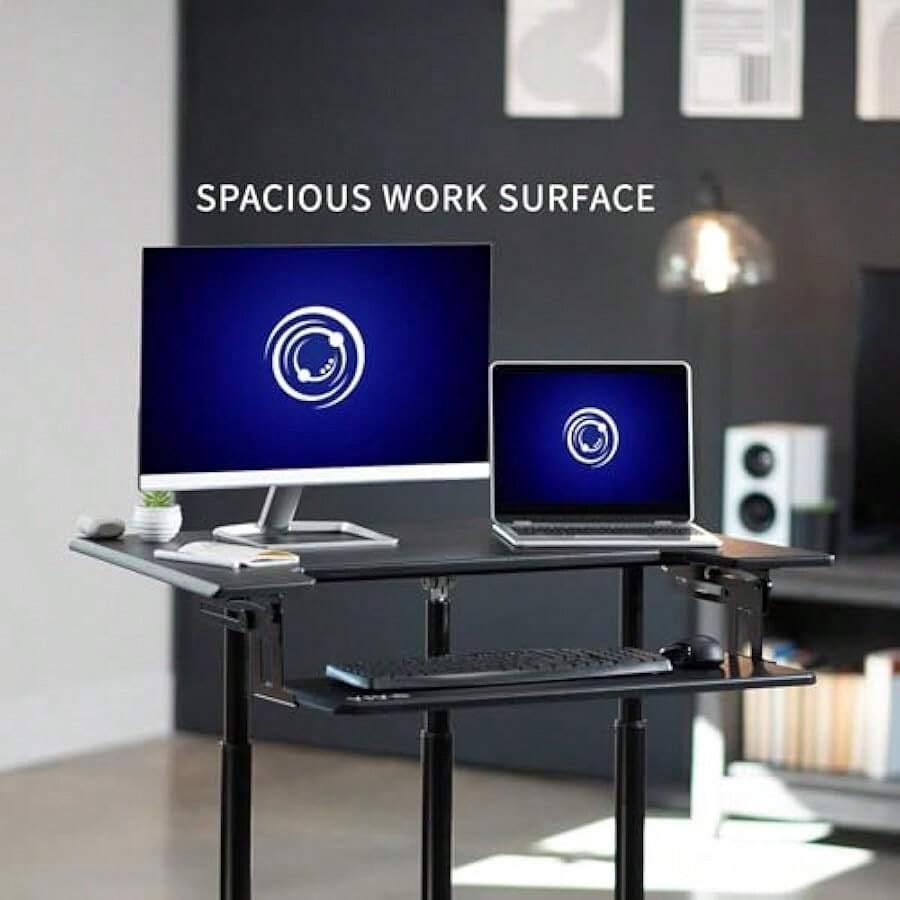 Height Adjustable Mobile Desk Stand Up Workstation With Sliding ...