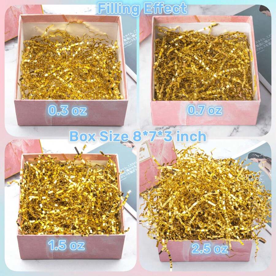 Golden Shredded Paper Filling, Gift Box Packaging Filled With Golden ...