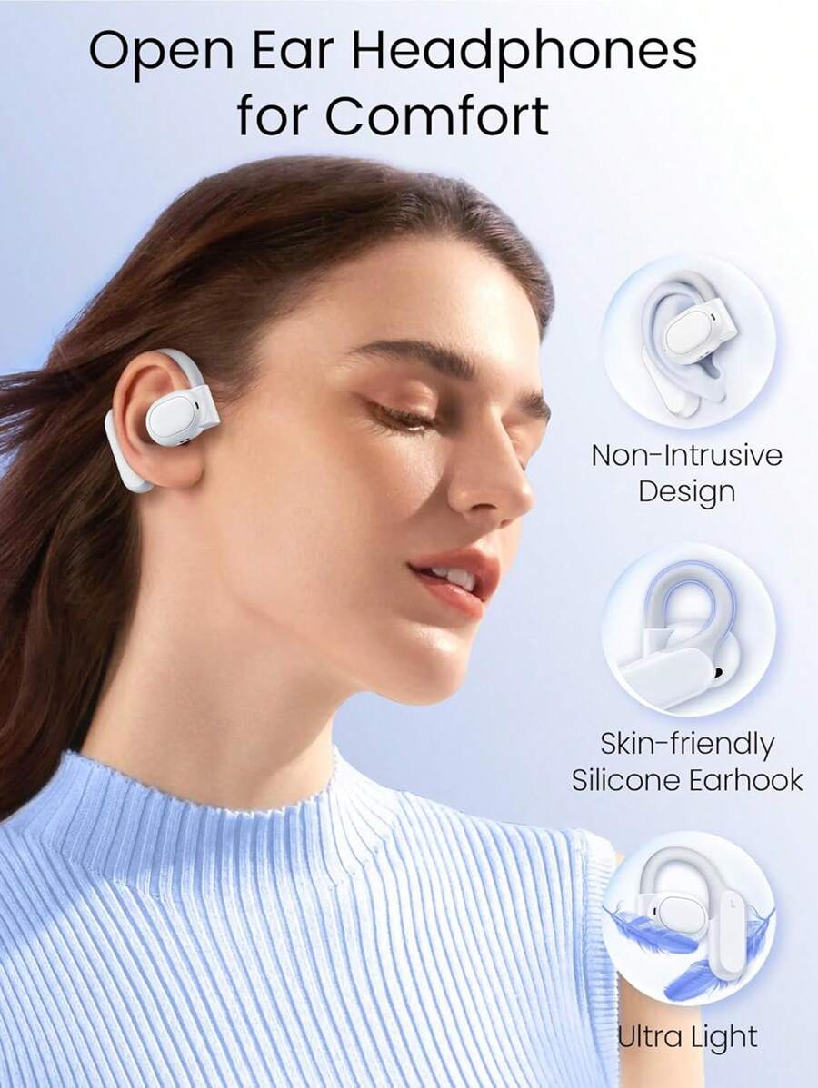 Fones de ouvido abertos Bluetooth 5.3 Fones de ouvido 80H Playtime ...