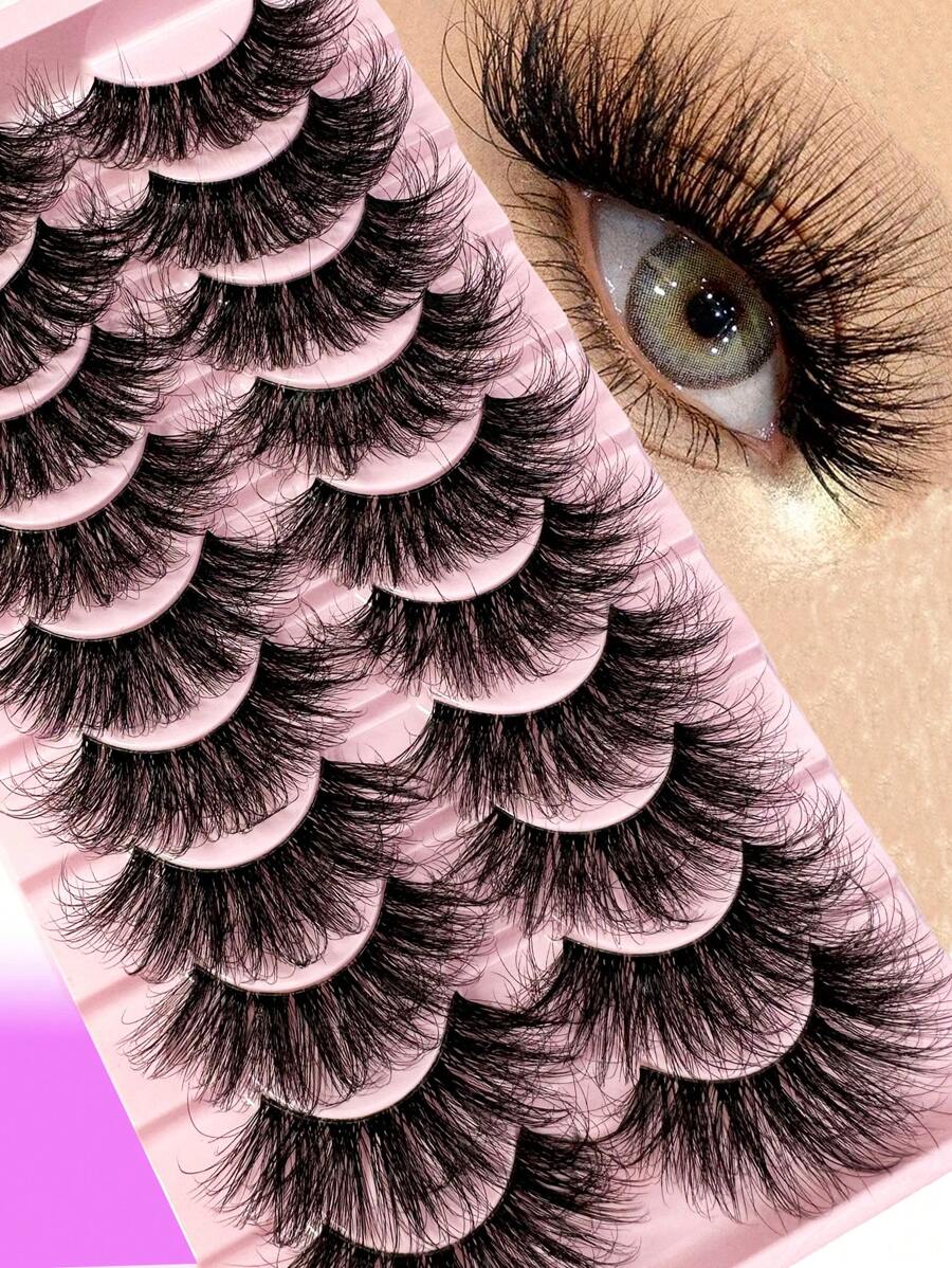 10 Pairs Natural Thick & Fluffy Eyelashes, 3D Dense & Lengthening False ...