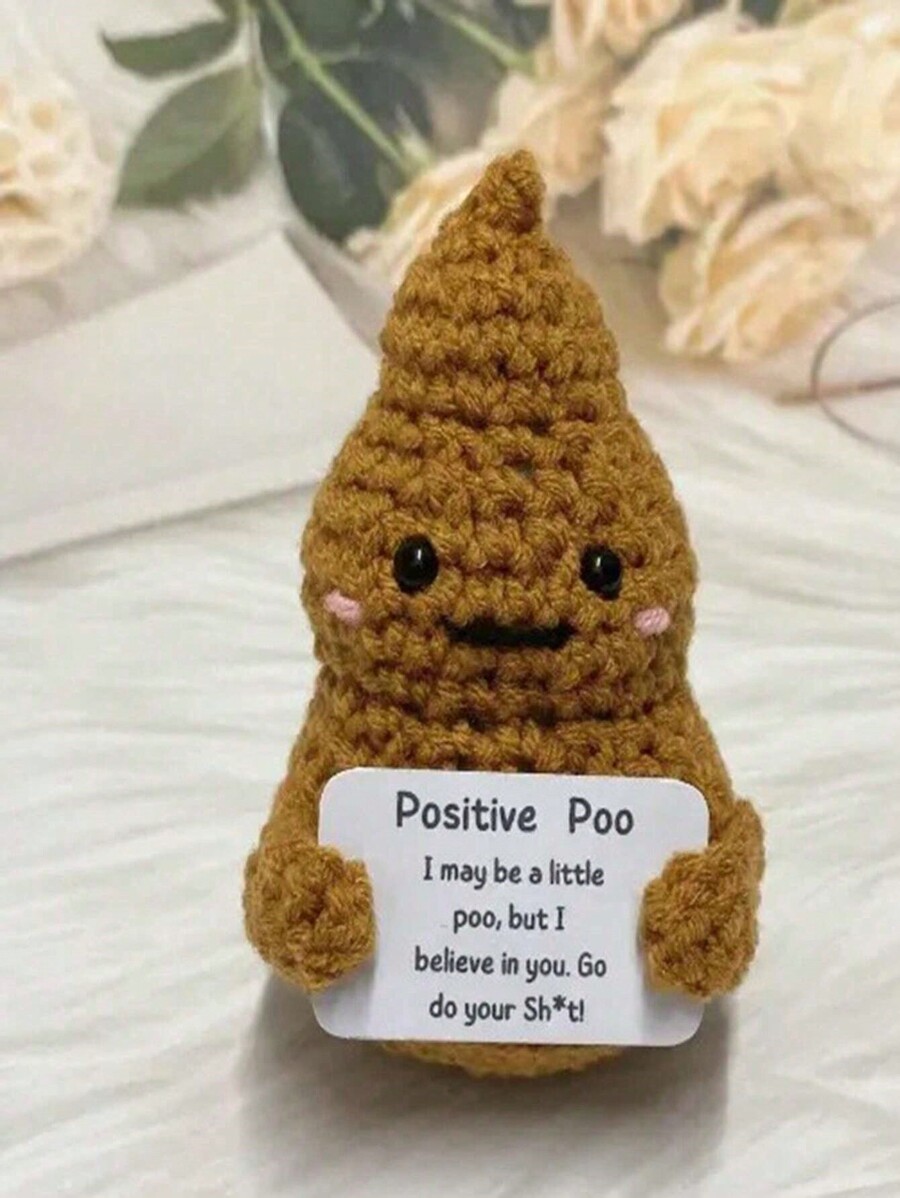 1pc Mini Funny Emotional Support Poo, Interesting Knitted, Handmade ...