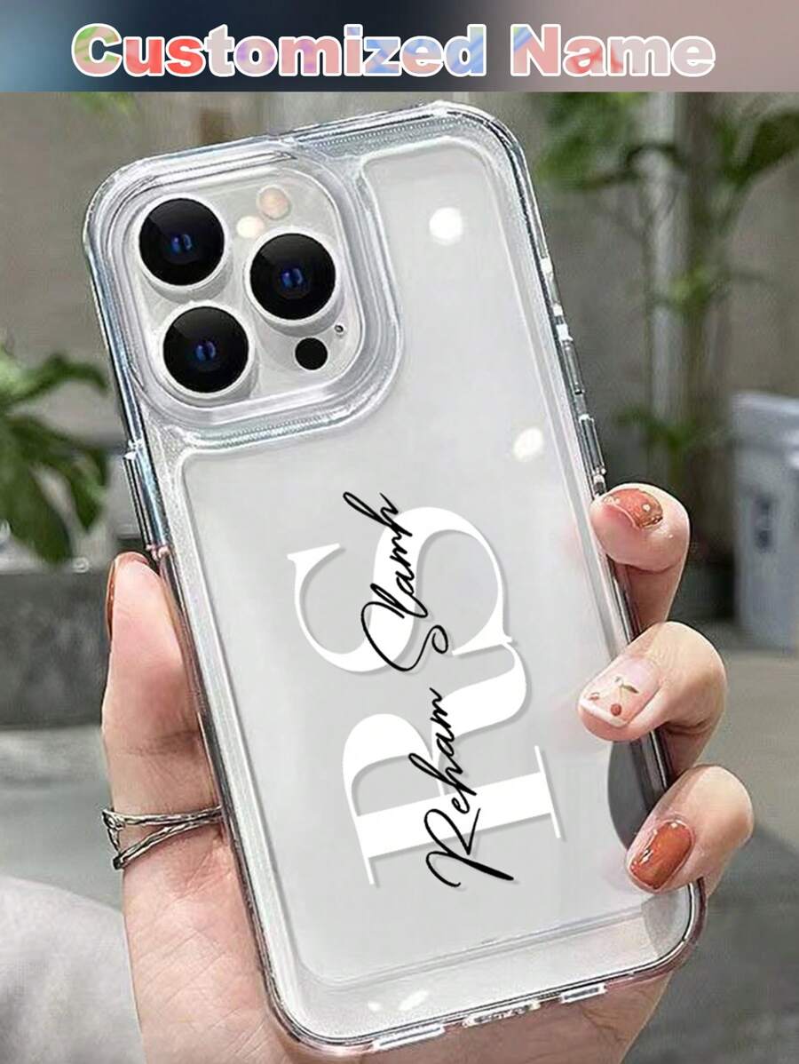 1 Piece Transparent Shockproof Personalized Name Case Compatible With IPhone 16 15 14 13 12 11 ...