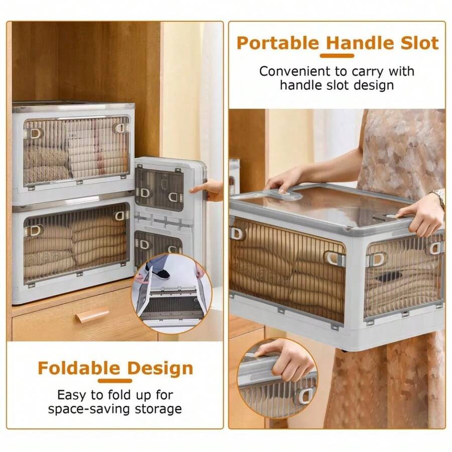 Foldable Storage Bins With Lid Collapsible Stackable Closet Organizer ...