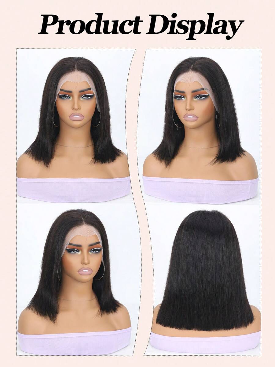 12 Inch Bob Wig Human Hair 13x4 HD Lace Front Wig Glueless Wigs Human ...