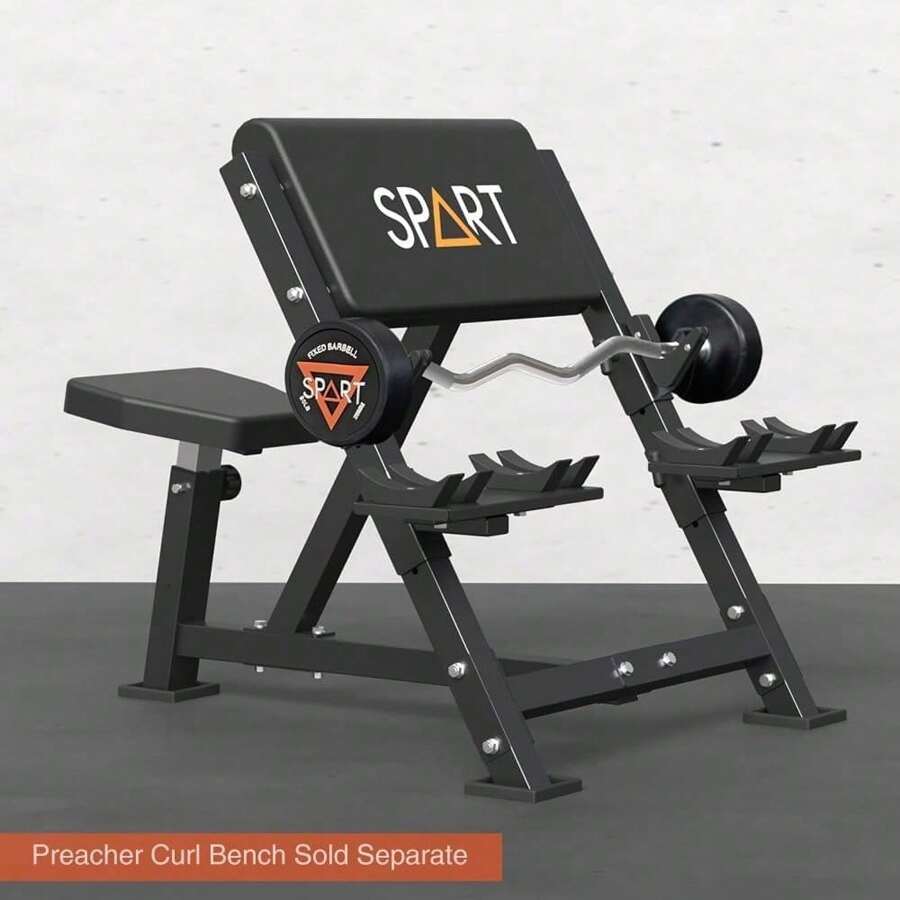 Rubber Coated Fixed Barbell, Pre-Loaded Weights EZ Curl Solid Steel ...