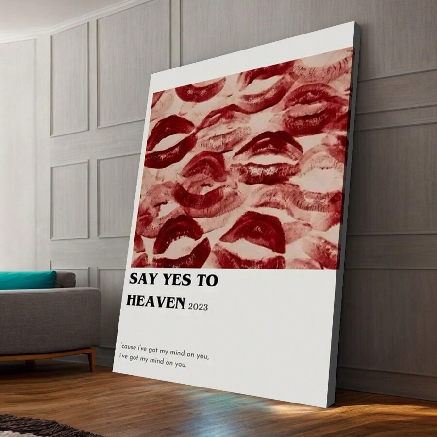 Red Lips Music Album Cover Poster, Canvas Print Wall Art, Modern ...