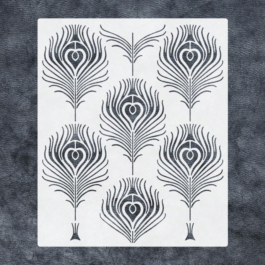 WALL STENCIL - Peacock Feather Stencil For Feature Wall - Feather ...