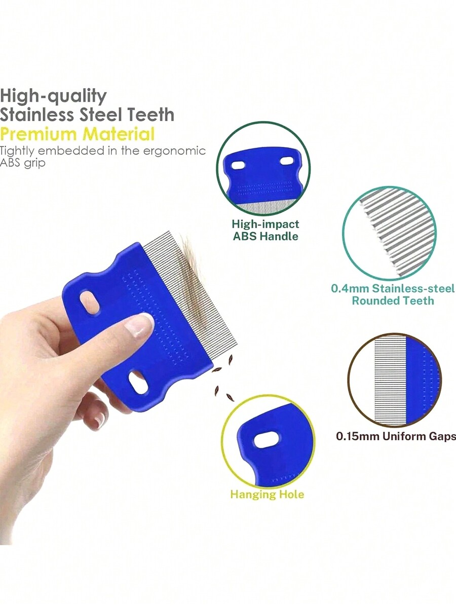 4pcs Blue Pet Flea Comb, Effectively Groom, Remove Fleas, Ticks, Lice ...
