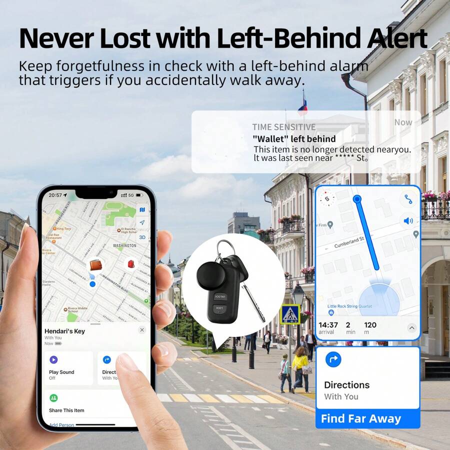 Rastreador de tags GPS, rastreador de bagagem Bluetooth Key Finder funciona com Apple Find My ...