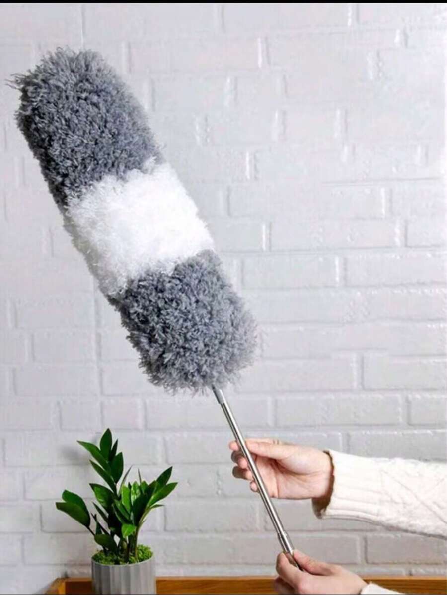 1pc Stretchable & Bendable Stainless Steel Duster With Grey & White ...
