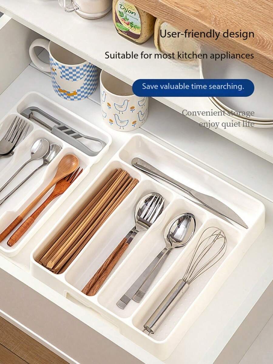 1pc Kitchen Drawer Organizer Cutlery Tray, In-Cabinet Utensil Caddy ...