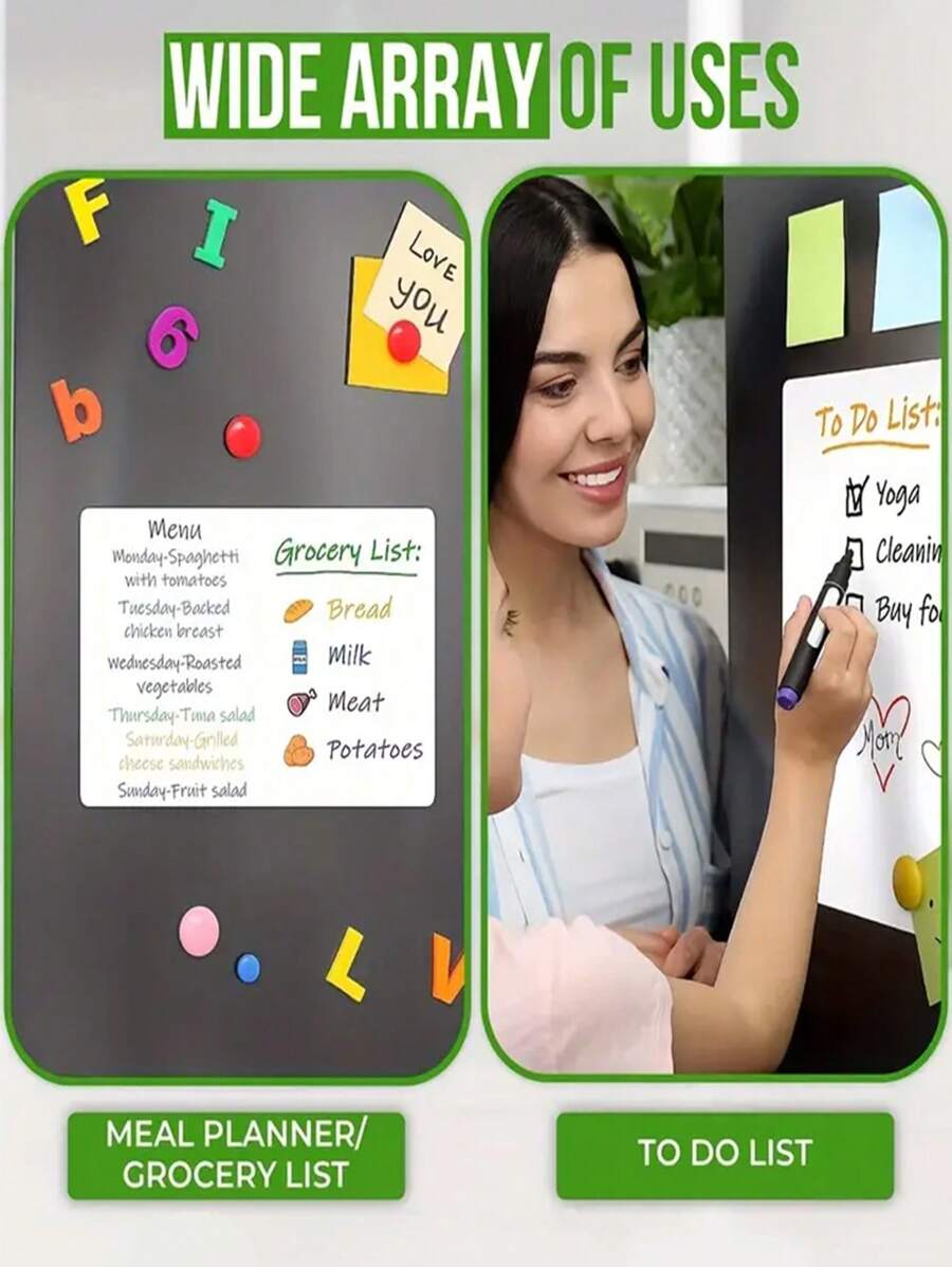 1pc Magnetic Whiteboard Sticker, A4 Size, Rounded Corners, Writable ...