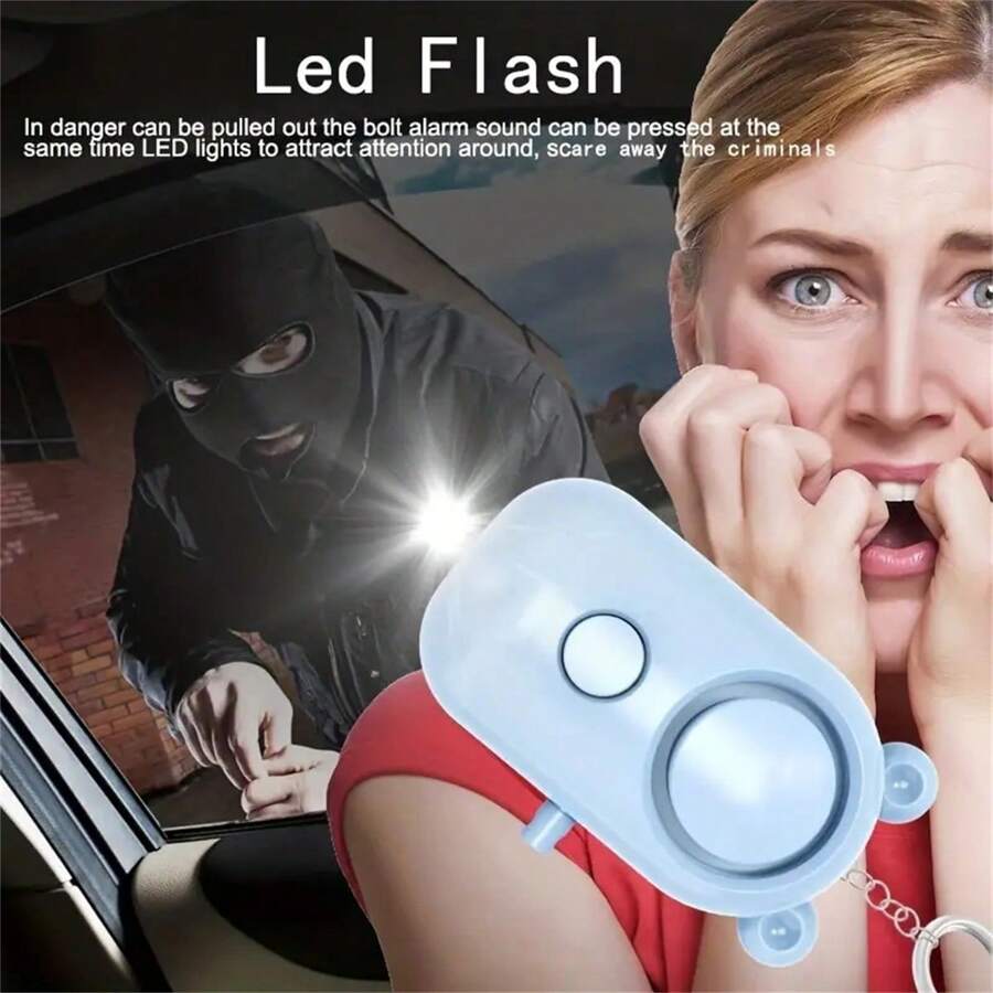 1pc Personal Safety Alarm For Women - 130dB Self Defense Keychains Siren Whistle With LED Strobe ...