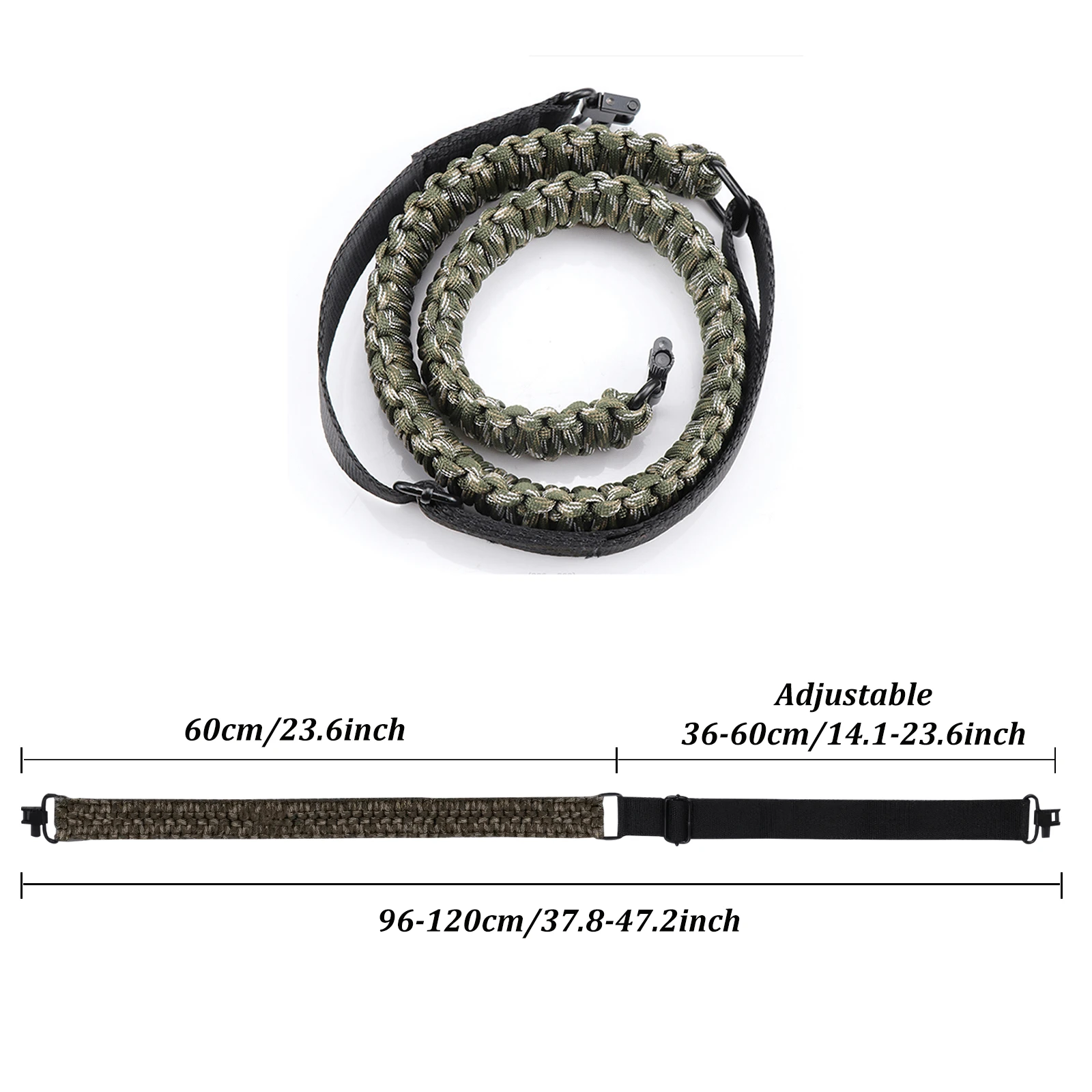 Rifle Sling Strap 550 Paracord Sling 2 Point Sling With Tri-Lock Swivel ...