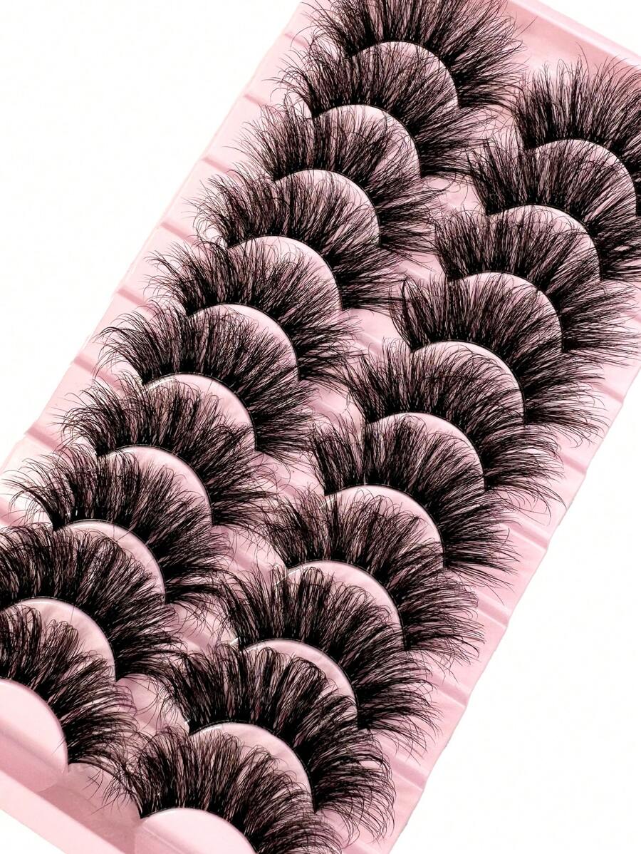 10 Pairs Natural Thick & Fluffy Eyelashes, 3D Dense & Lengthening False ...
