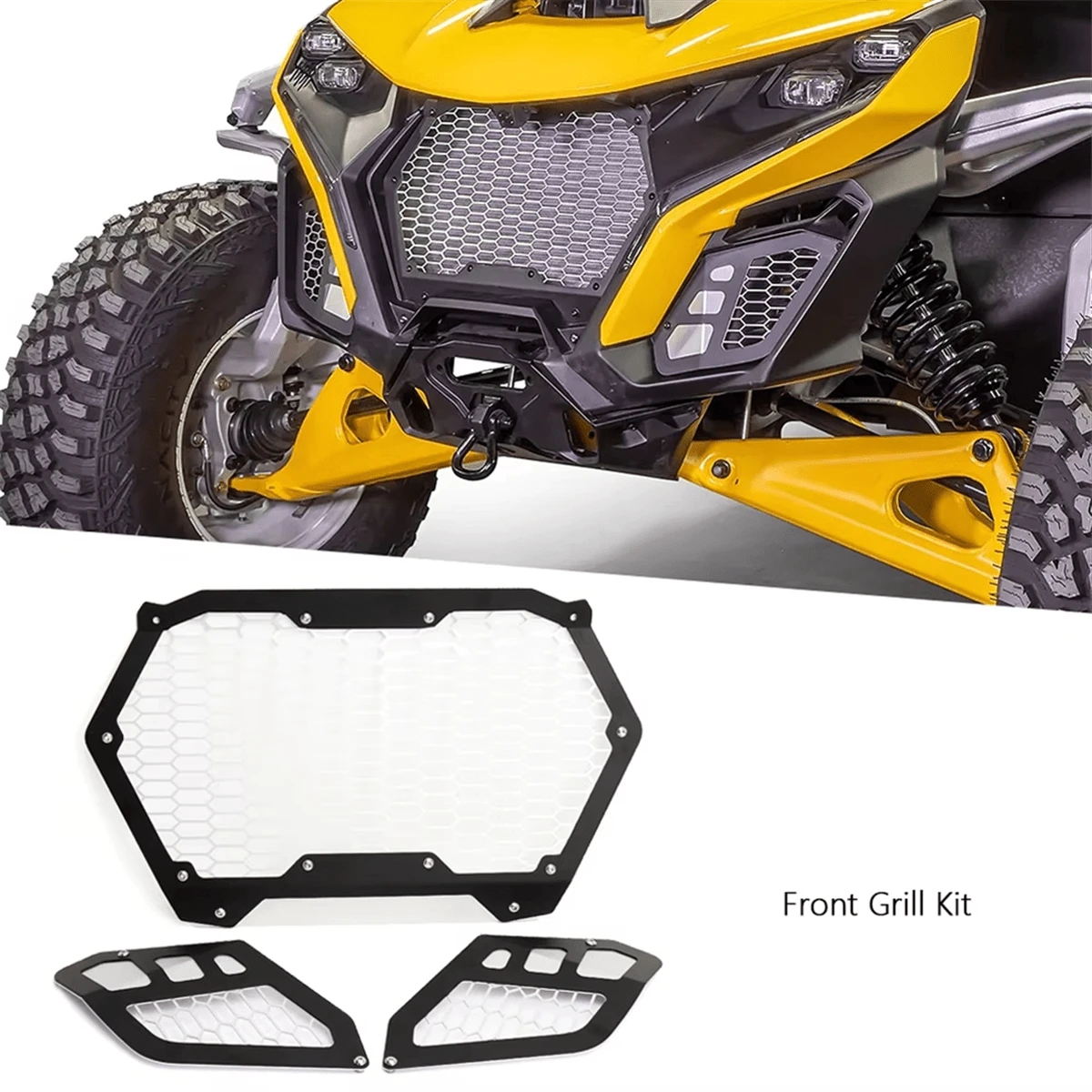 UTV Accessories Bracket Kit Grille Driving Front Mesh Grill For R 2024 ...