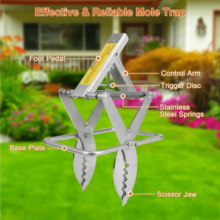 2PCS Easy Setup Mole Traps Outdoor Reusable Scissor Mole Gopher Rodent ...