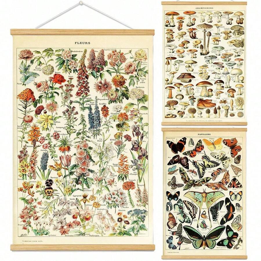 Vintage Cottagecore Mushroom Butterfly Flowers Poster Hanger Frame ...