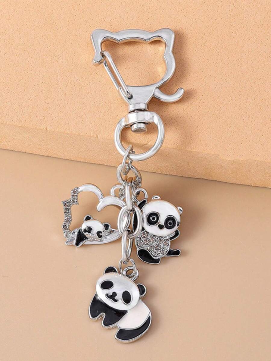 1pc Unisex New Creative Cartoon Panda Key Chain With Rhinestones ...