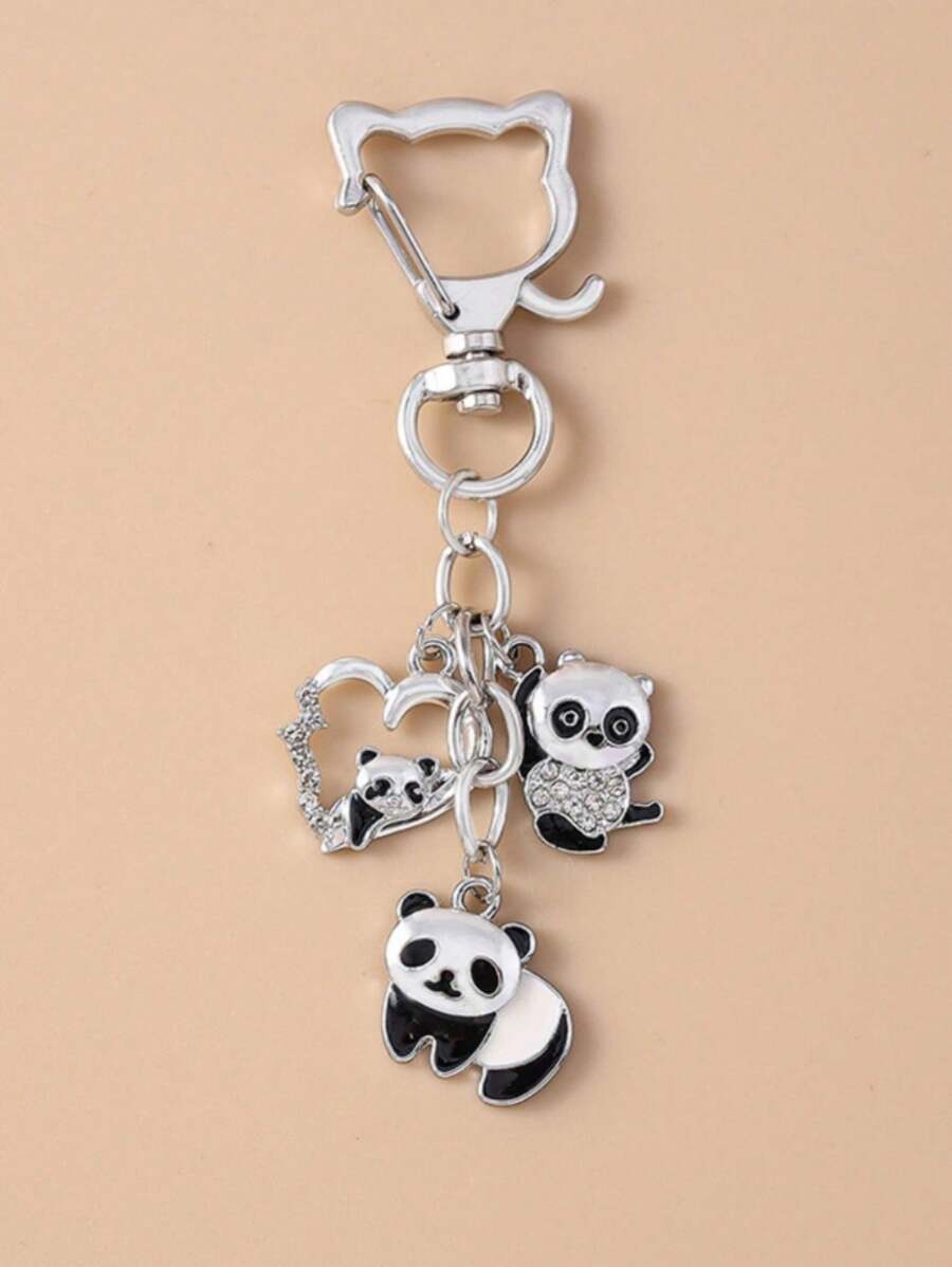 1pc Unisex New Creative Cartoon Panda Key Chain With Rhinestones ...