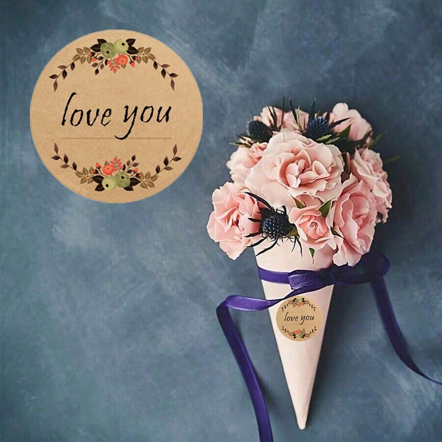 500pcs Per Roll 2in/5cm Kraft Paper Stickers, Round Wreath Pattern ...