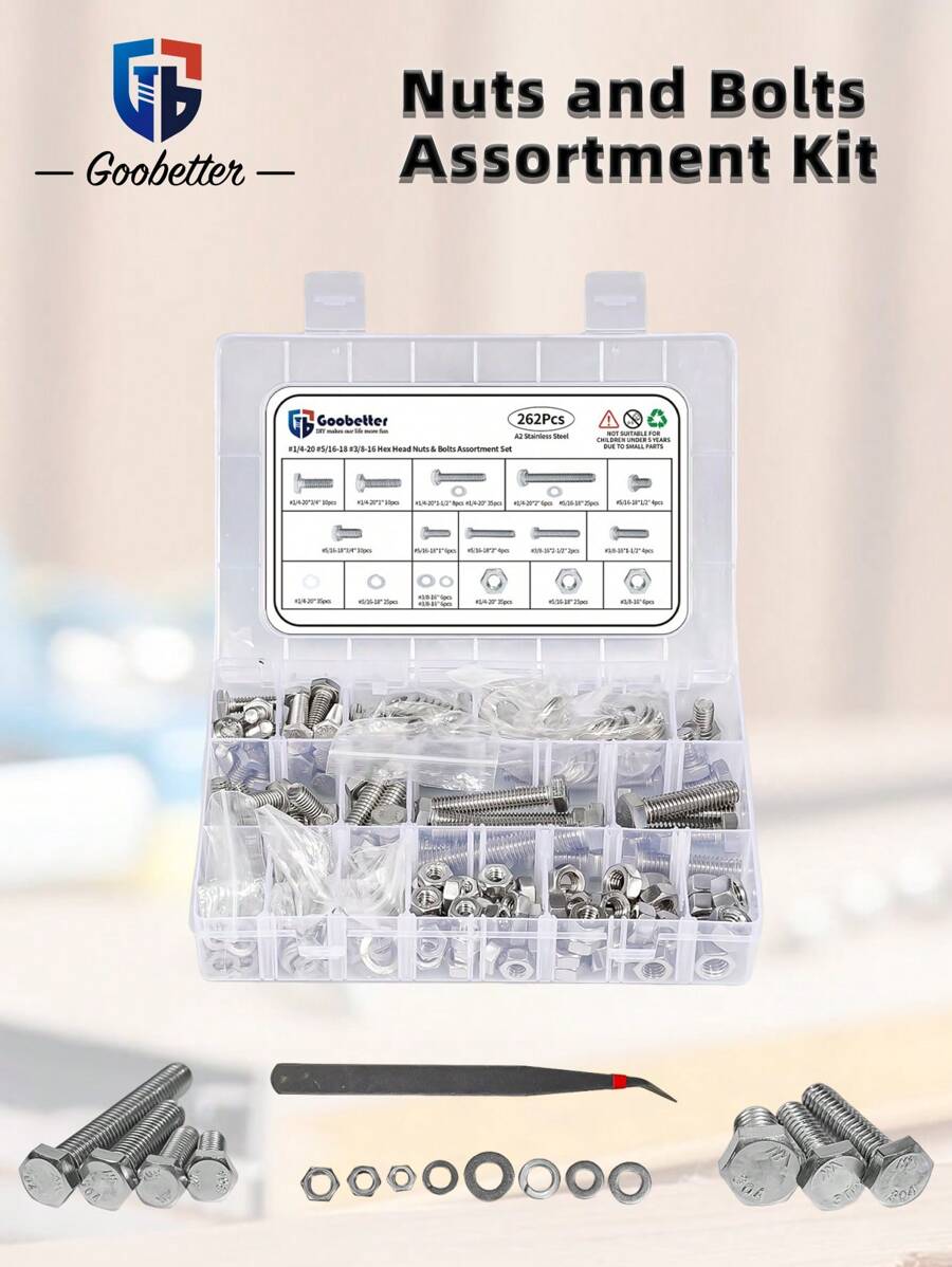 Nuts And Bolts Assortment Kit,304 Stainless Steel Bolts And Nuts Kit ...