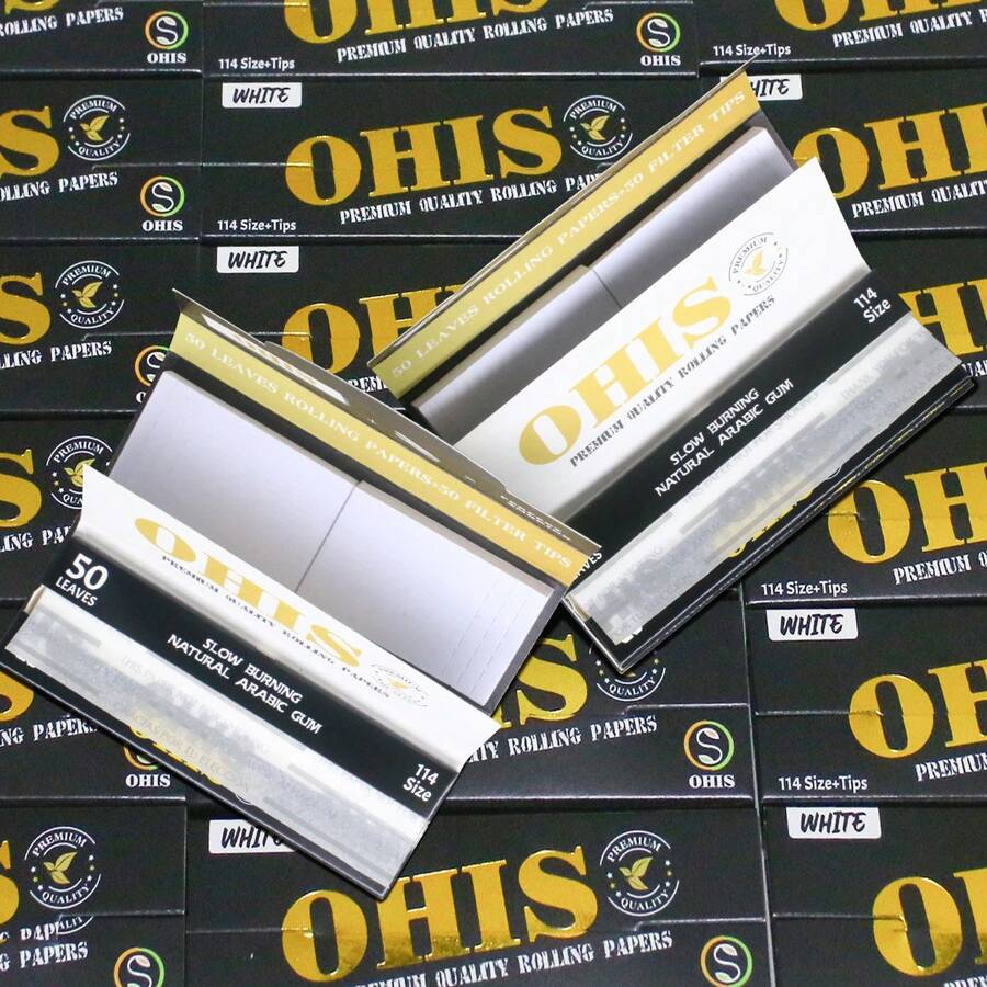 OHIS 1 Box Of 24 Packs Black Slow Burning Hand Roll Cigarette Paper, 50 ...