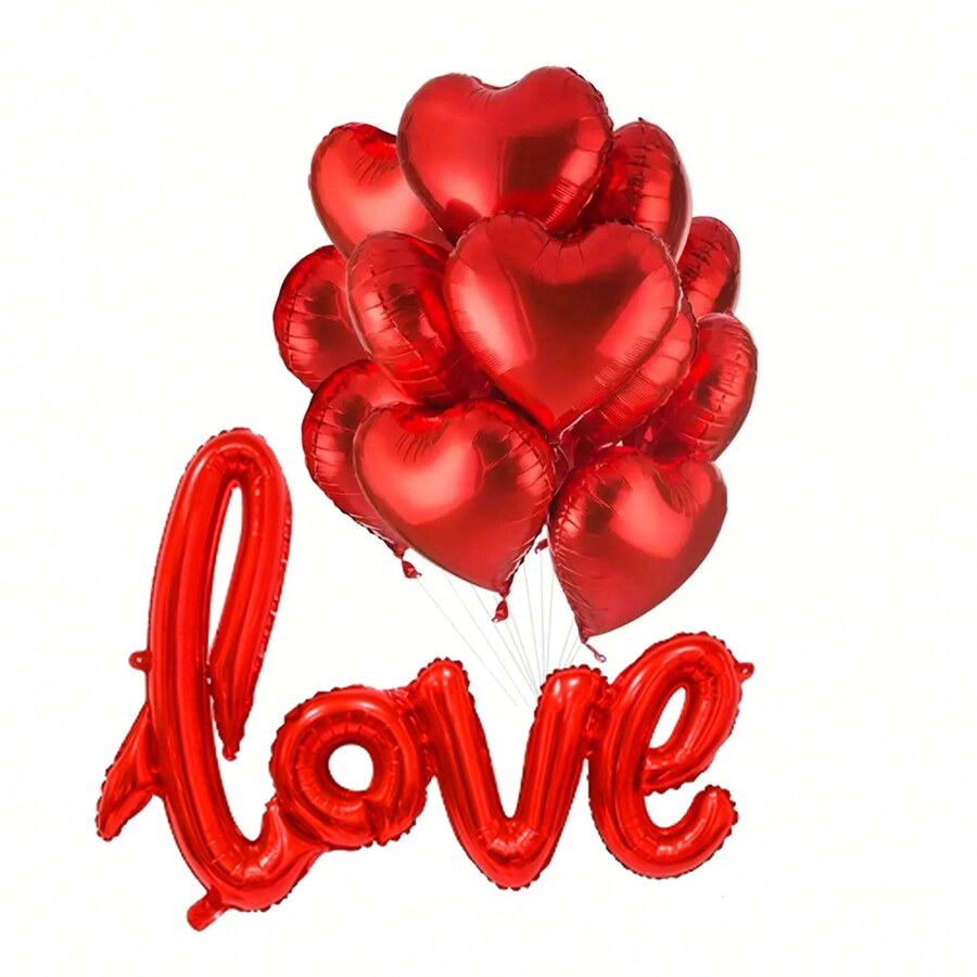 11pcs Oversized Inflatable LOVE Letter Balloons & Red Heart Balloon Set ...