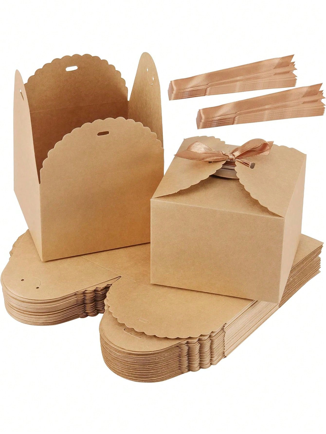 6pcs-Brown Favor Boxes With Lids And Ribbons Great For Wedding Favor ...