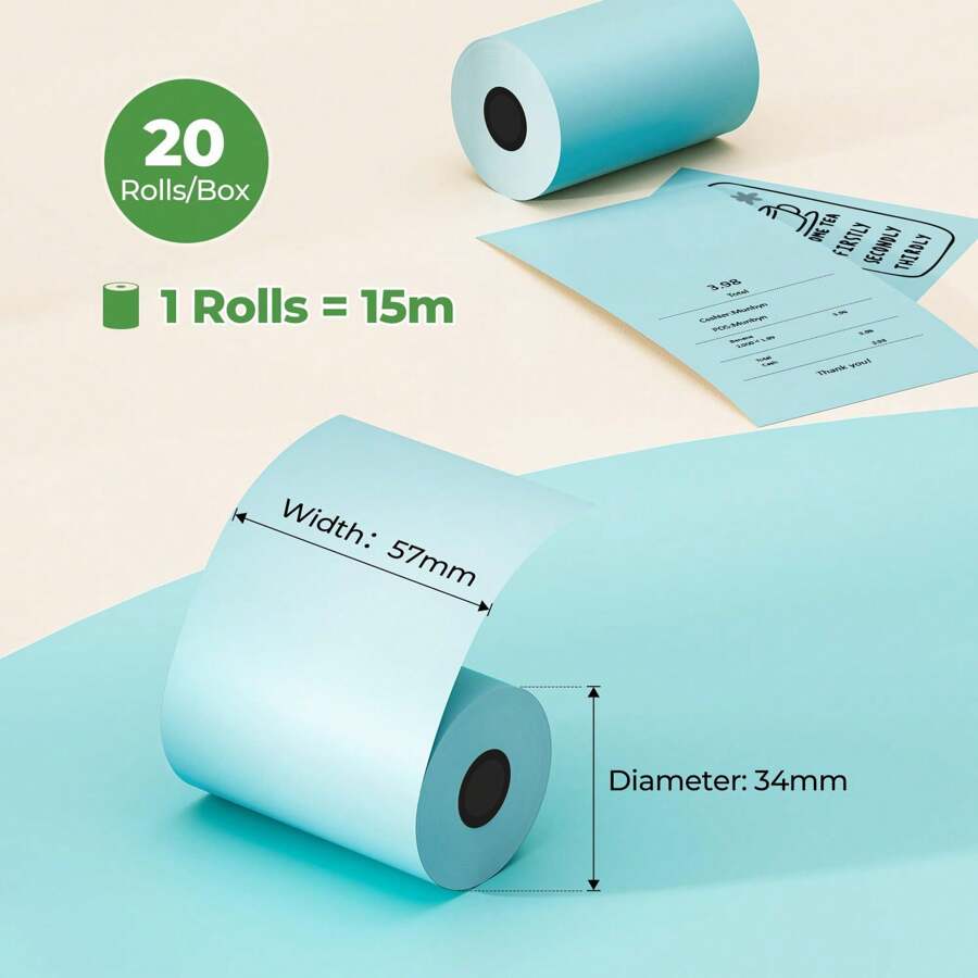 2 1/4" X 50' Blue Thermal Paper, 58mm Receipt Paper(5/10/20 Rolls ...