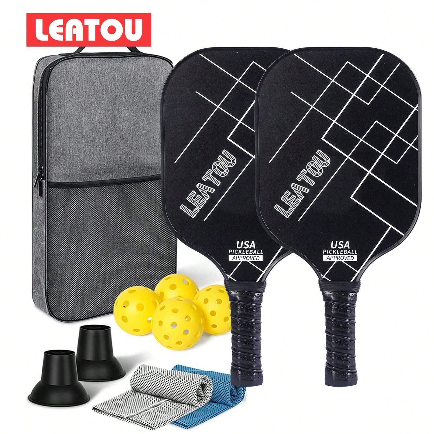 LEATOU New Pickleball Paddle Set, Carbon Fiber USAPA Approved, 2 ...