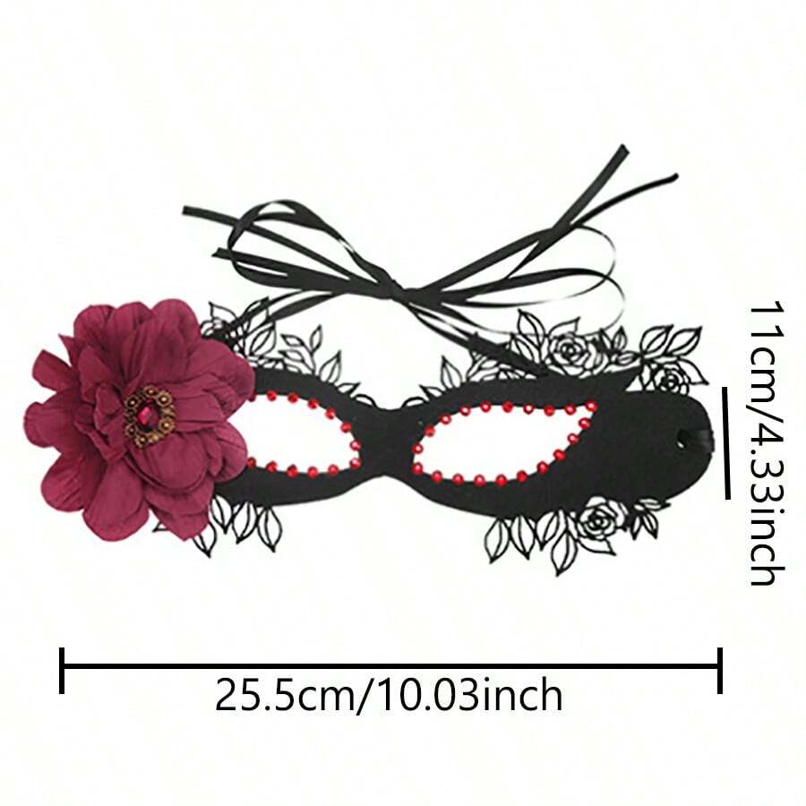 Black Floral Masquerade Ball Mask, Party Mysterious Half Face Mask ...