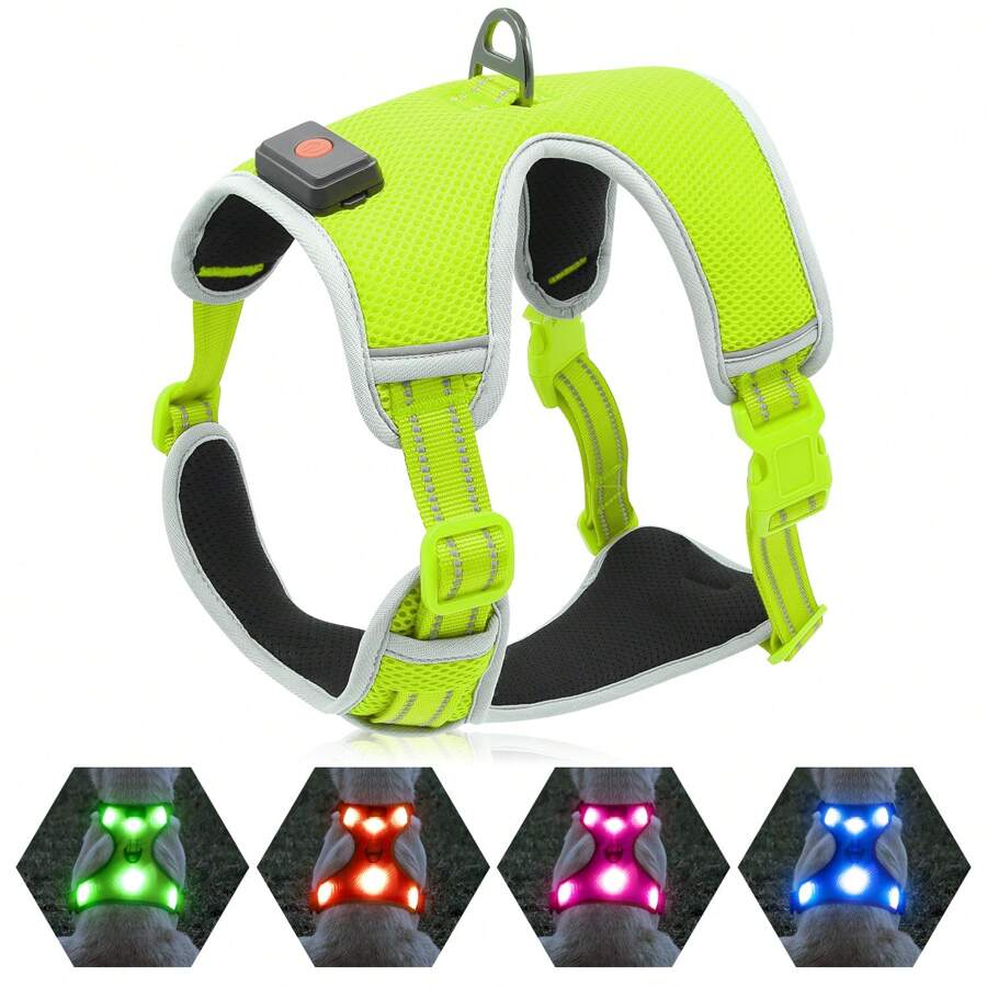 Light Up LED Dog Harness, No Pull LED Dog Harness Rechargeable LED Dog ...