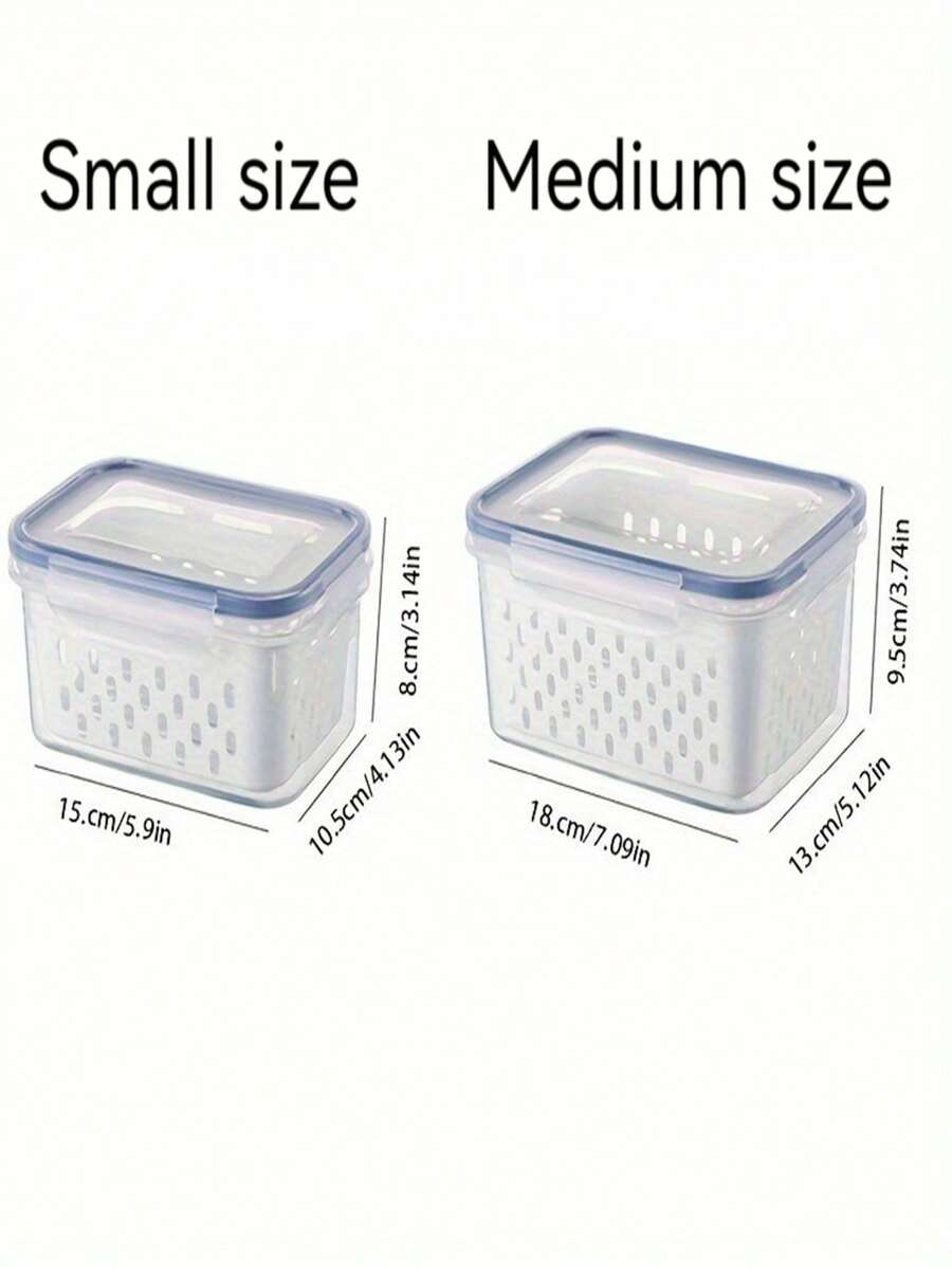 2pcs Medium + Small Double-Layer Storage Fresh-Keeping Box, With Lid ...