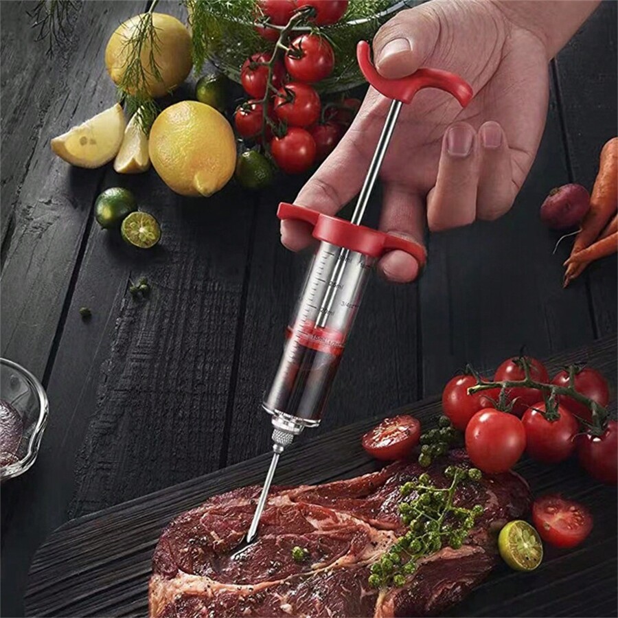 Meat Marinade Flavour Injector Stainless Steel Tip Syringe, Spice ...