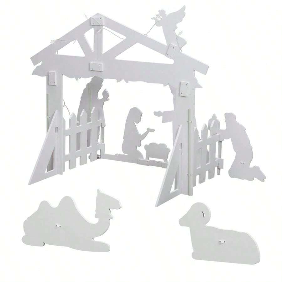 Outdoor Lighted Nativity Set, Holy Family Scene With 20 LED Lights ...