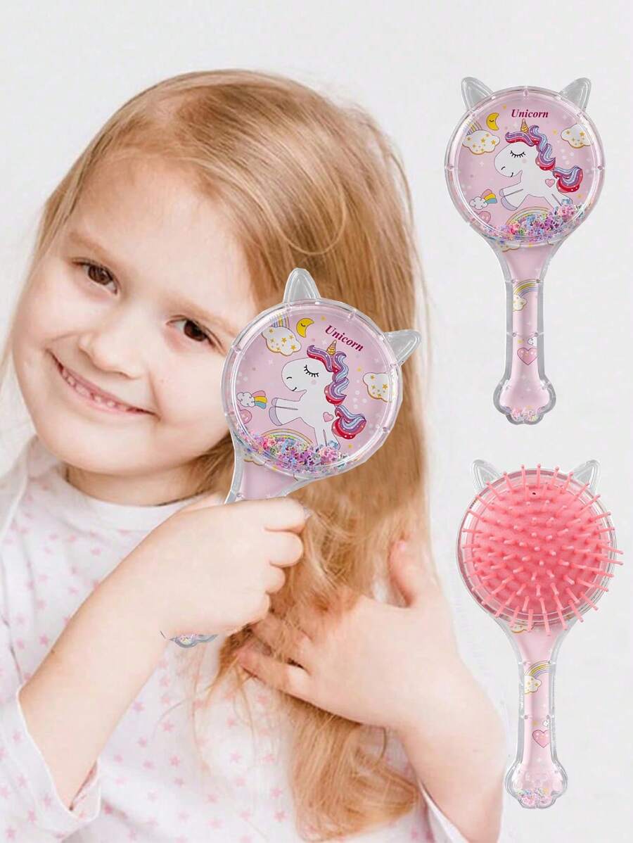 1pc Love TT Hair Detangling Comb - Transparent Cartoon Massage Comb ...