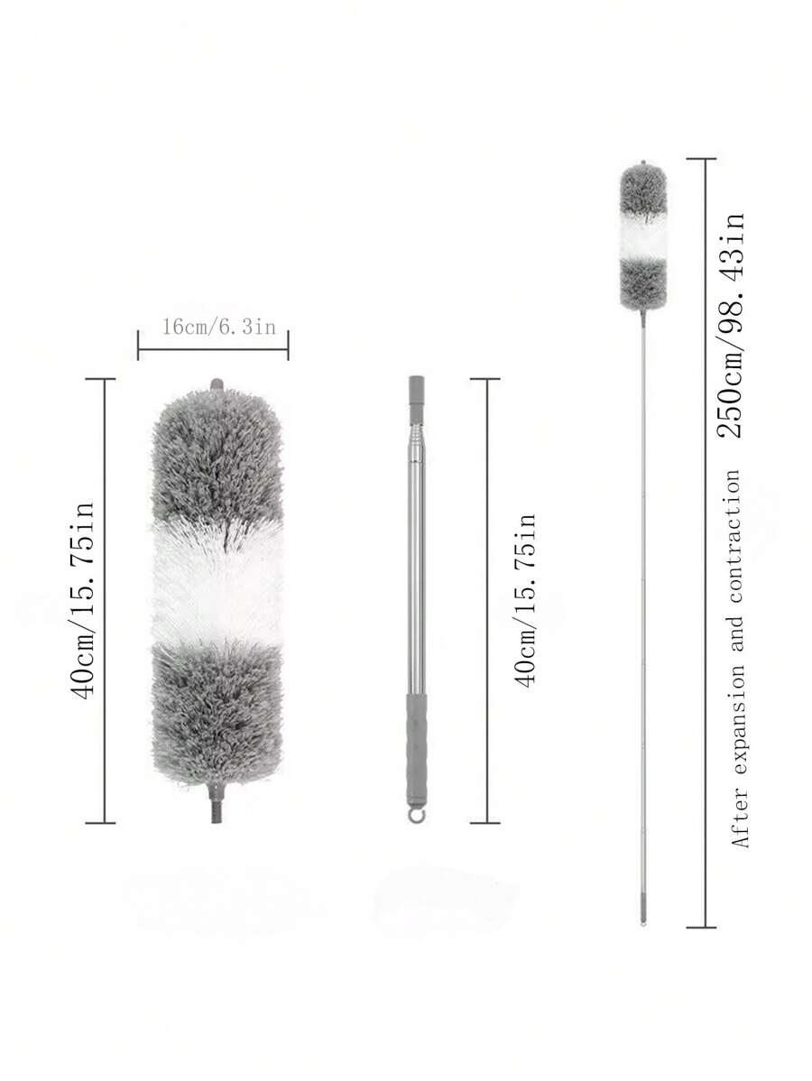1pc Stretchable & Bendable Stainless Steel Duster With Grey & White ...